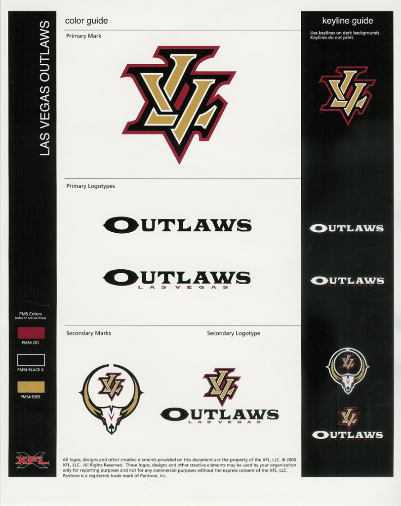 List Of XFL Logos From Teams During The 2001 Season
